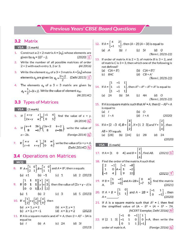 Matrices Practice | PDF