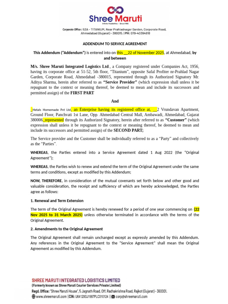 Renewal Addendum | PDF | Common Law | Justice