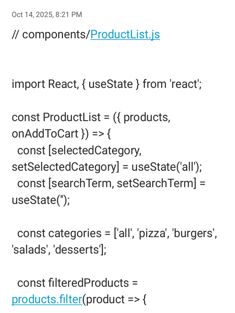 Product List Component in React | PDF