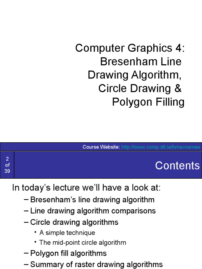 Bresenham & Circle Drawing Algorithms | PDF | Scientific Modeling ...