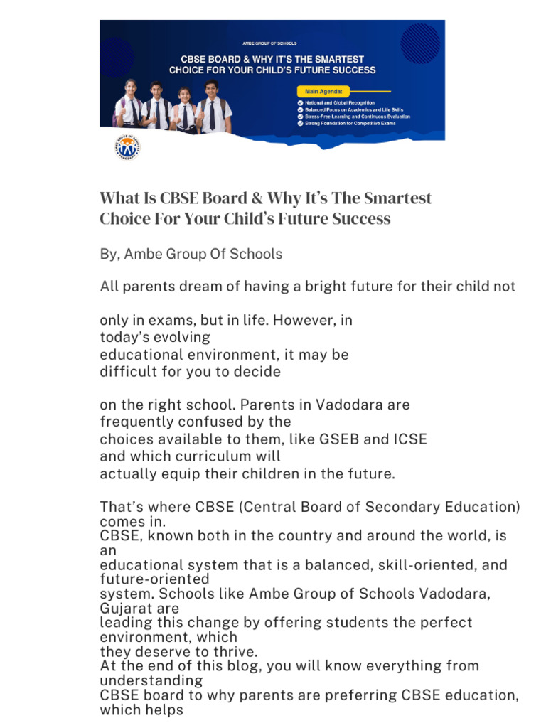 What Is CBSE Board & Why It's Smartest Choice For Your Child | PDF ...