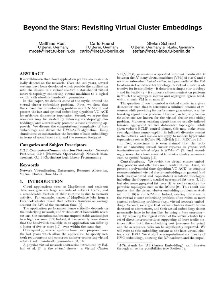 Beyond The Stars Revisiting Virtual Cluster Embeddings | PDF | Linear ...