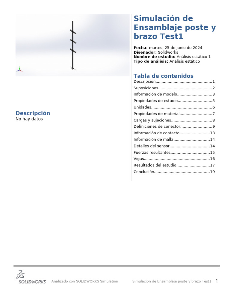 Ensamblaje Poste y Brazo Test1-Análisis Estático 1-1 | PDF | Viga ...