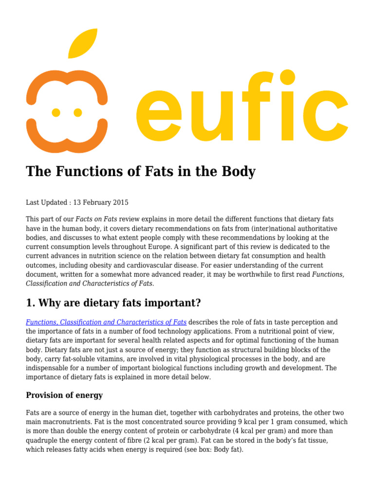 Facts On Fats Dietary Fats and Health | PDF | Adipose Tissue | Fat