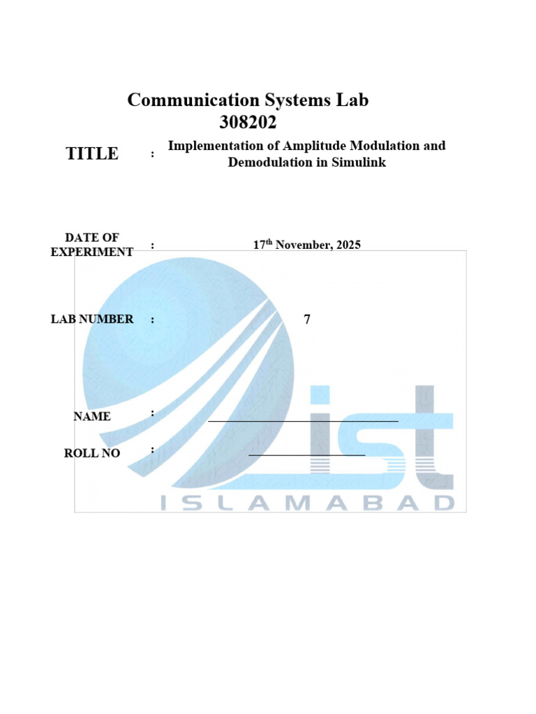 Amplitude Modulation in Simulink Lab | PDF | Signal To Noise Ratio ...