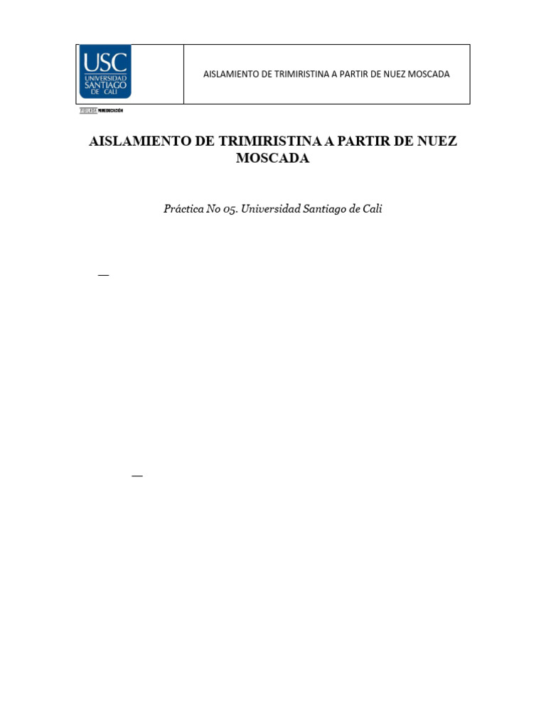 Aislamiento de trimiristina de nuez moscada | PDF | Solvente | Solubilidad