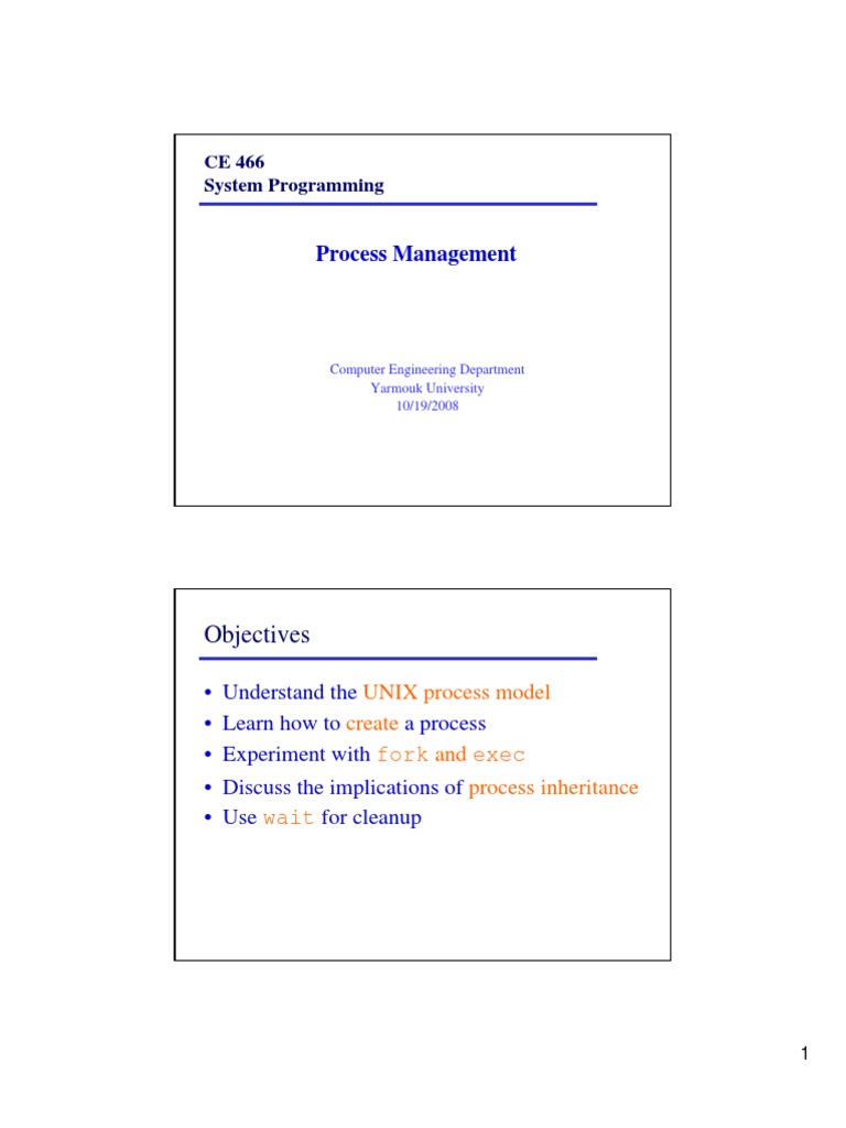 Process Management (Unix) | PDF | Process (Computing) | Computer Engineering
