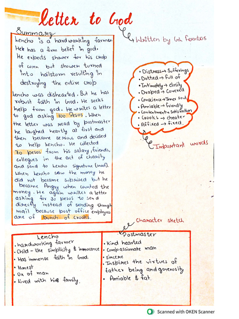 Letter To God Short Notes | PDF