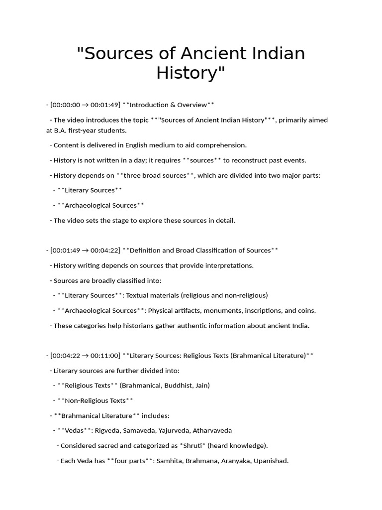 Ancient Indian History Sources Explained | PDF | Puranas | Vedas