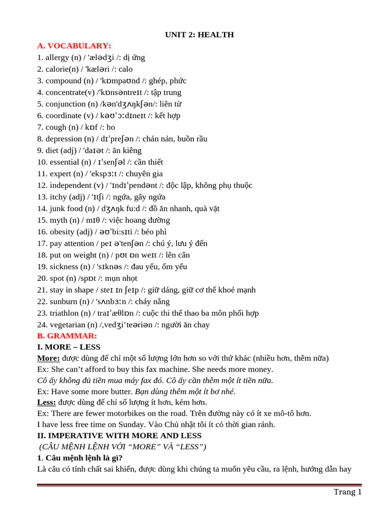 BTTHCS TA7 Unit 2 | PDF