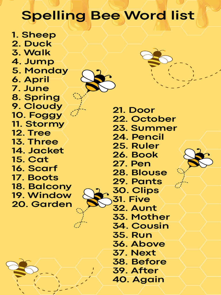 Spelling Bee Word List for Kids | PDF