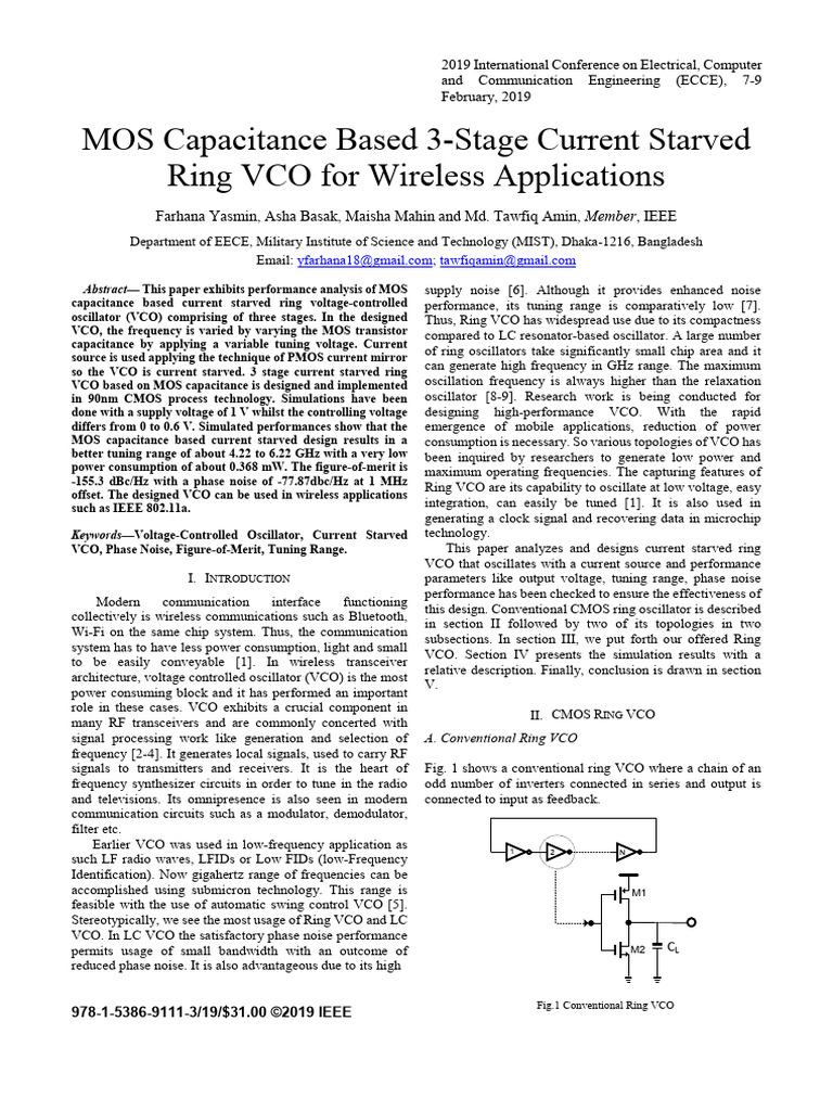 MOS Capacitance 3-Stage VCO Design | PDF | Mosfet | Cmos