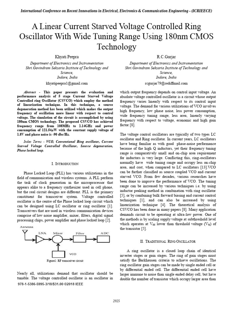 A Linear Current Starved Voltage Controlled Ring Oscillator With Wide ...