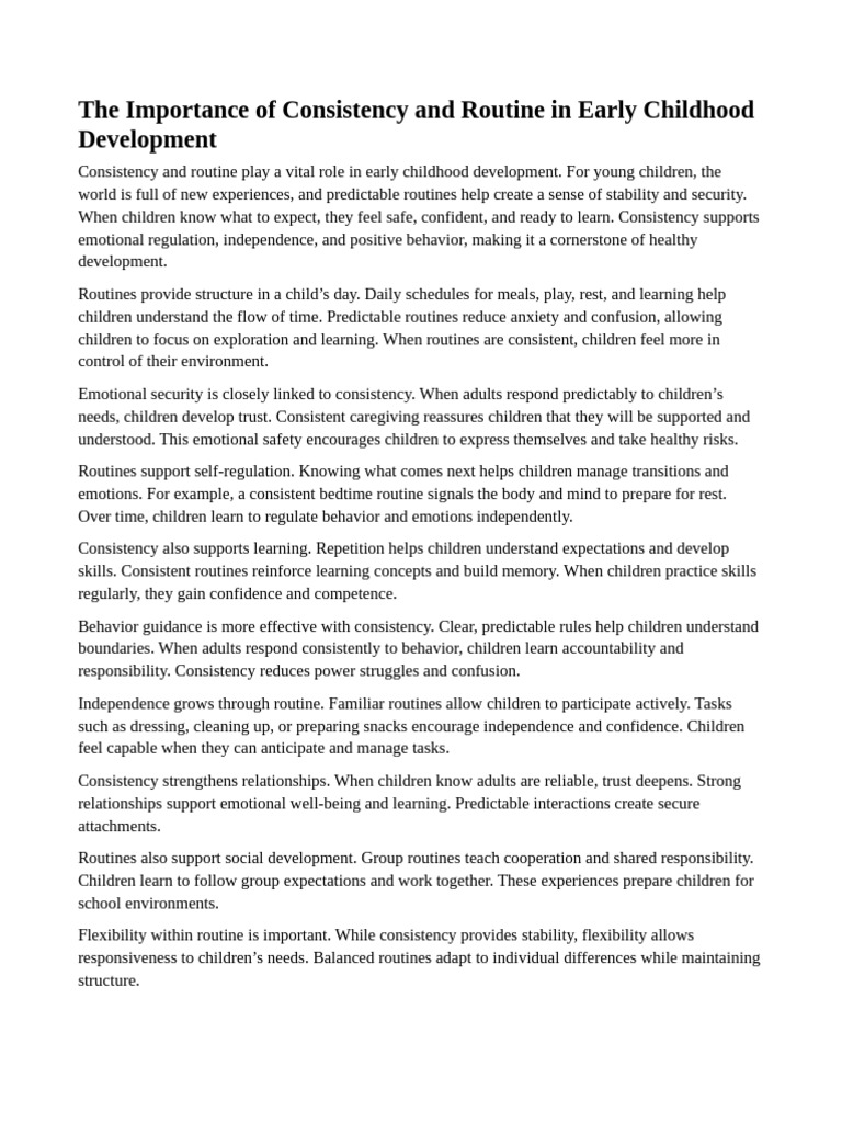 The Importance of Consistency and Routine in Early Childhood ...