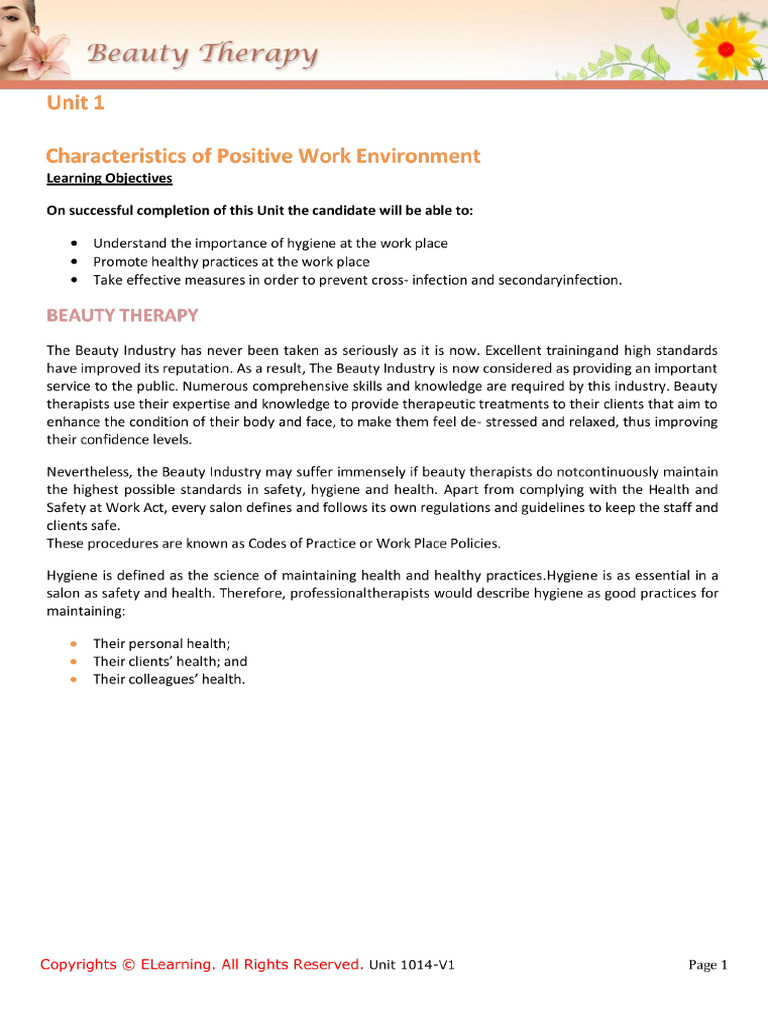 1676979619unit 1 1014-V1 Characteristics of Positive Work Environment | PDF