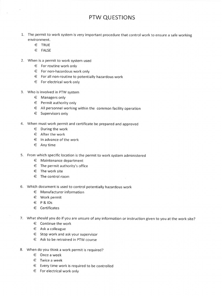 PTW Questions | PDF
