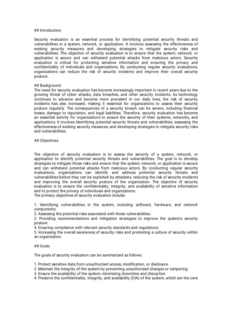 Security Evaluation Process Overview | PDF
