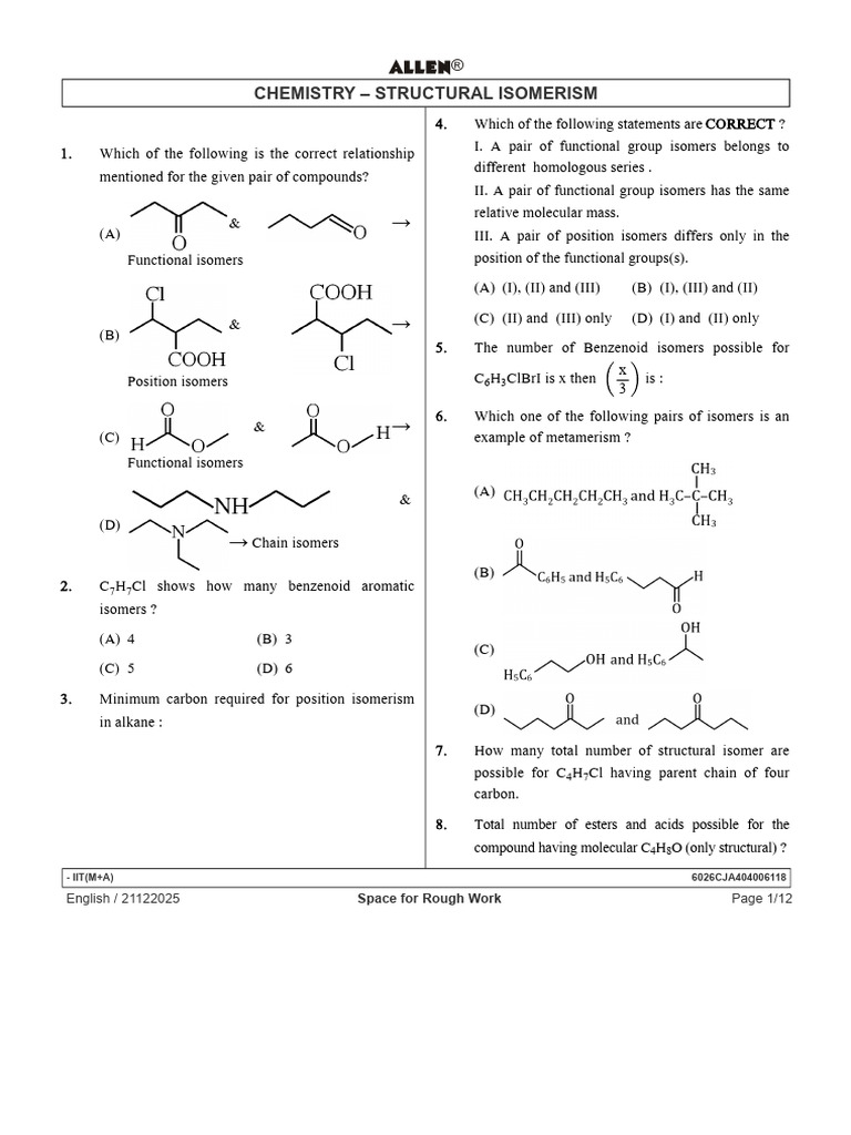 Structural Isomerism in Organic Chemistry | PDF | Isomer | Chemistry