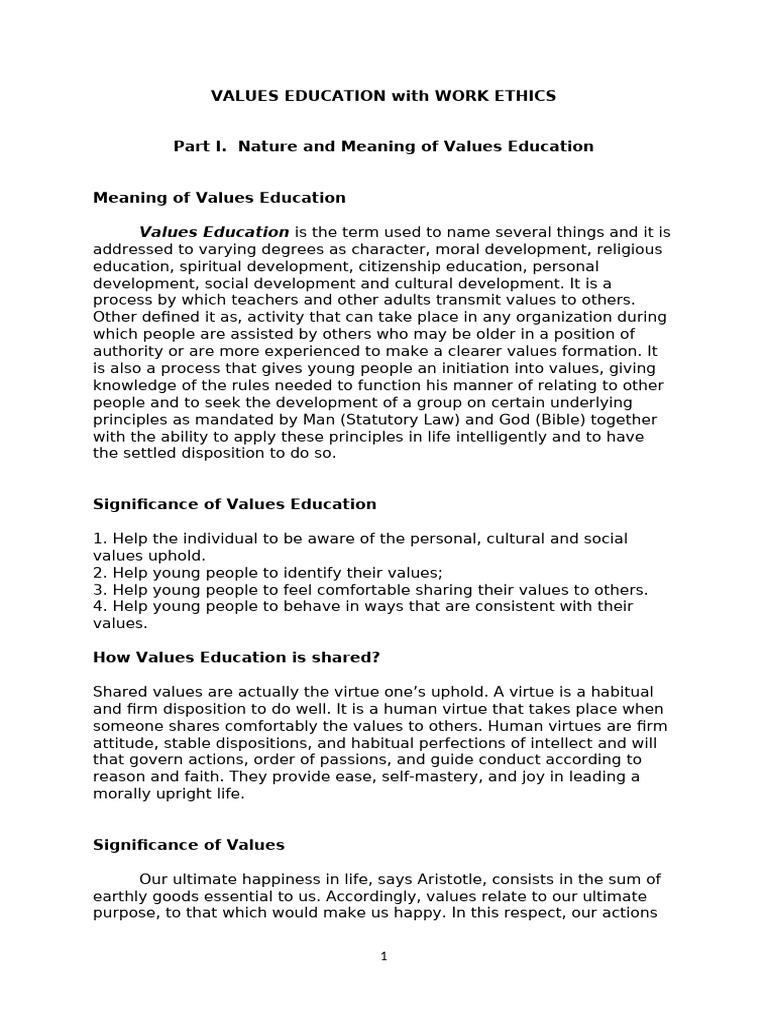 NEW NORMAL MODULE Values Education With Work Ethics | PDF | Value ...