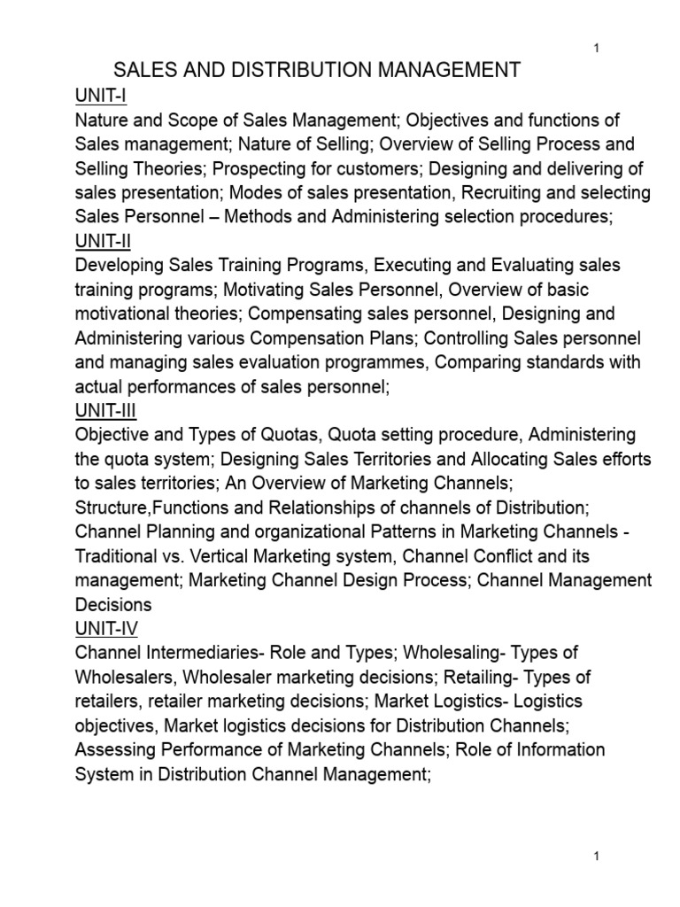 Sales and Distribution Management | PDF | Sales | Motivation