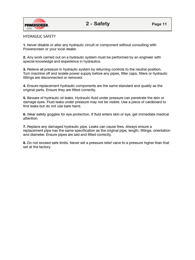 Hydraulic Safety | PDF