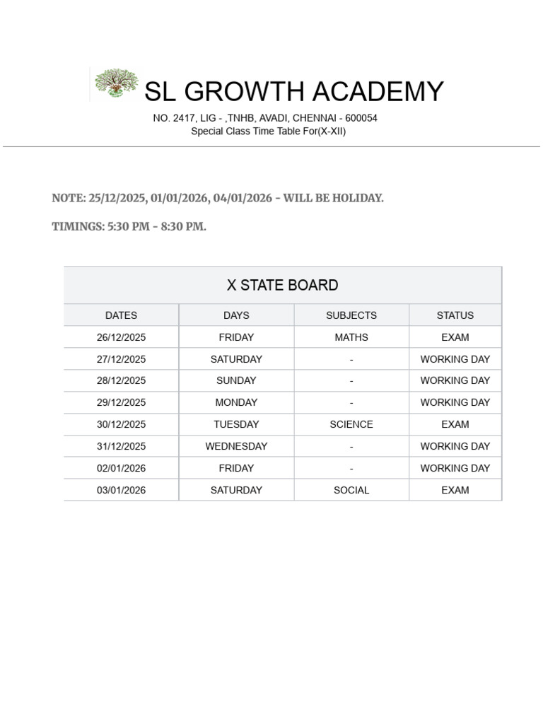 Time Table | PDF