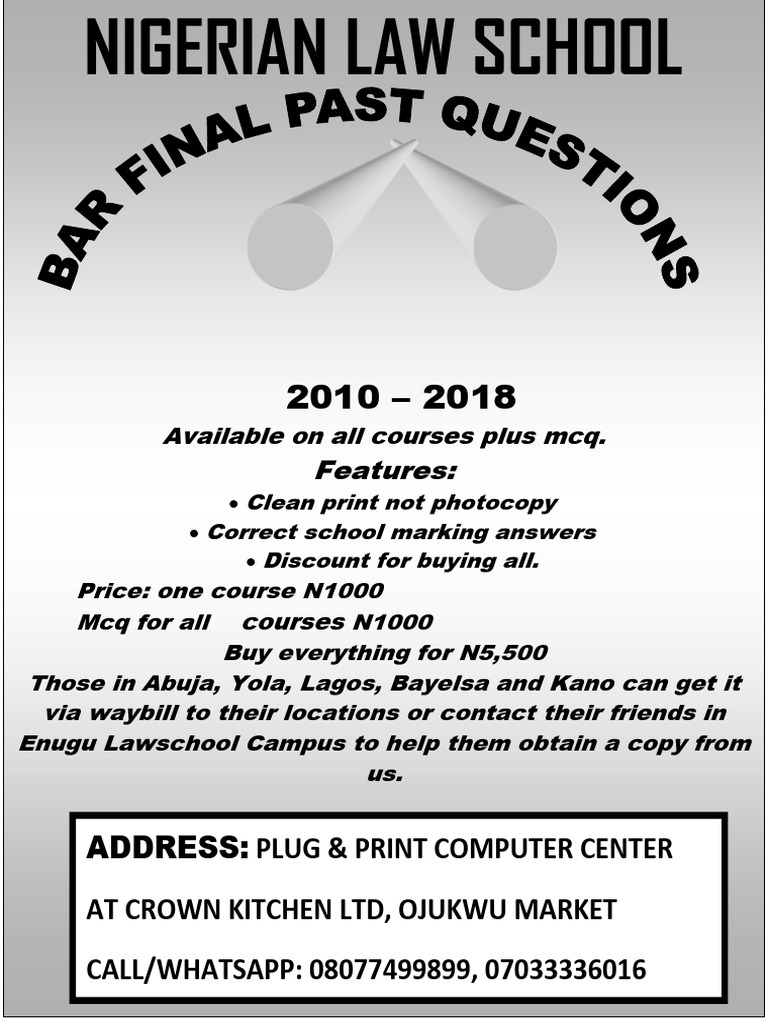 Nigerian Law School Marking Scheme 2010-2018 | PDF