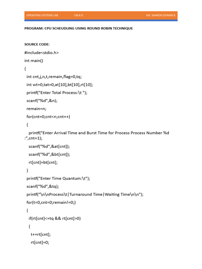 CPU Scheduling: Round Robin Technique | PDF
