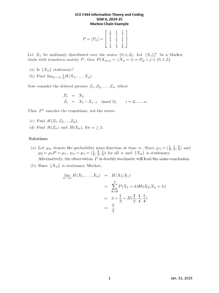 Markov Chain Example | PDF