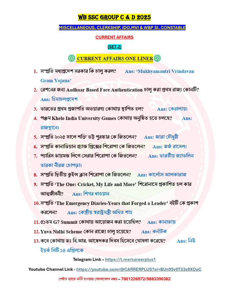CP Current Affairs Set 2 | PDF