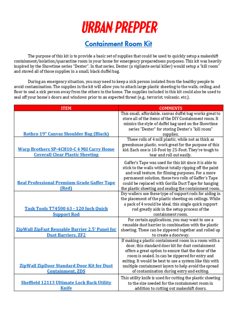 Containment Room Kit | PDF