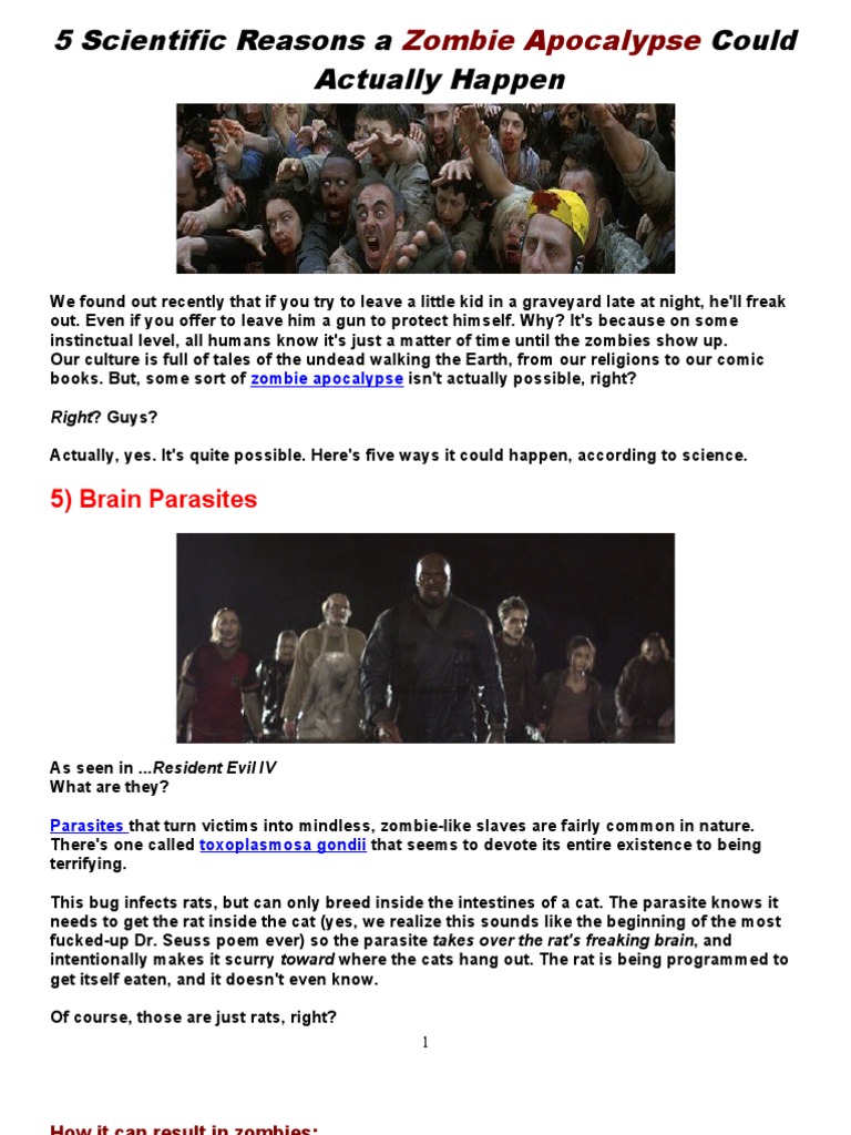 5 Scientific Reasons A Zombie Apocalypse Could Actually Happen | PDF ...