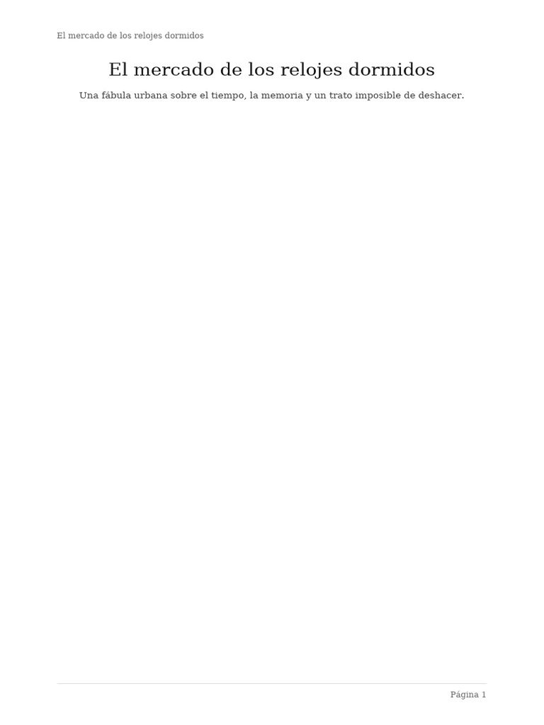 Cuento 02 El Mercado de Los Relojes Dormidos | PDF | Reloj