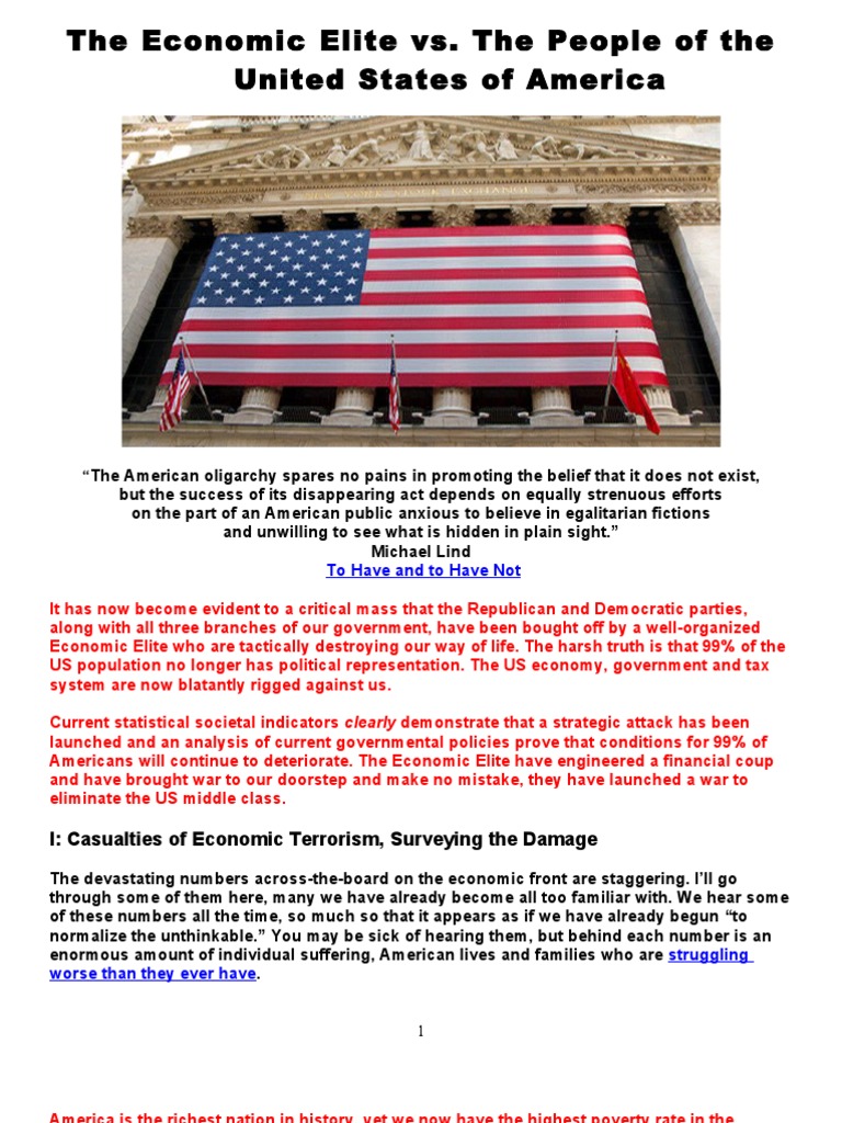 The Economic Elite Vs The People of The United States of America | PDF ...