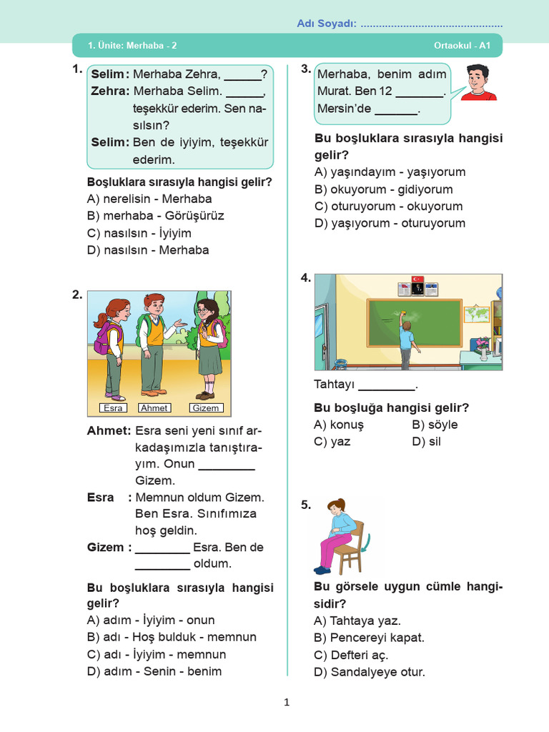 Ünite Merhaba II A1 | PDF