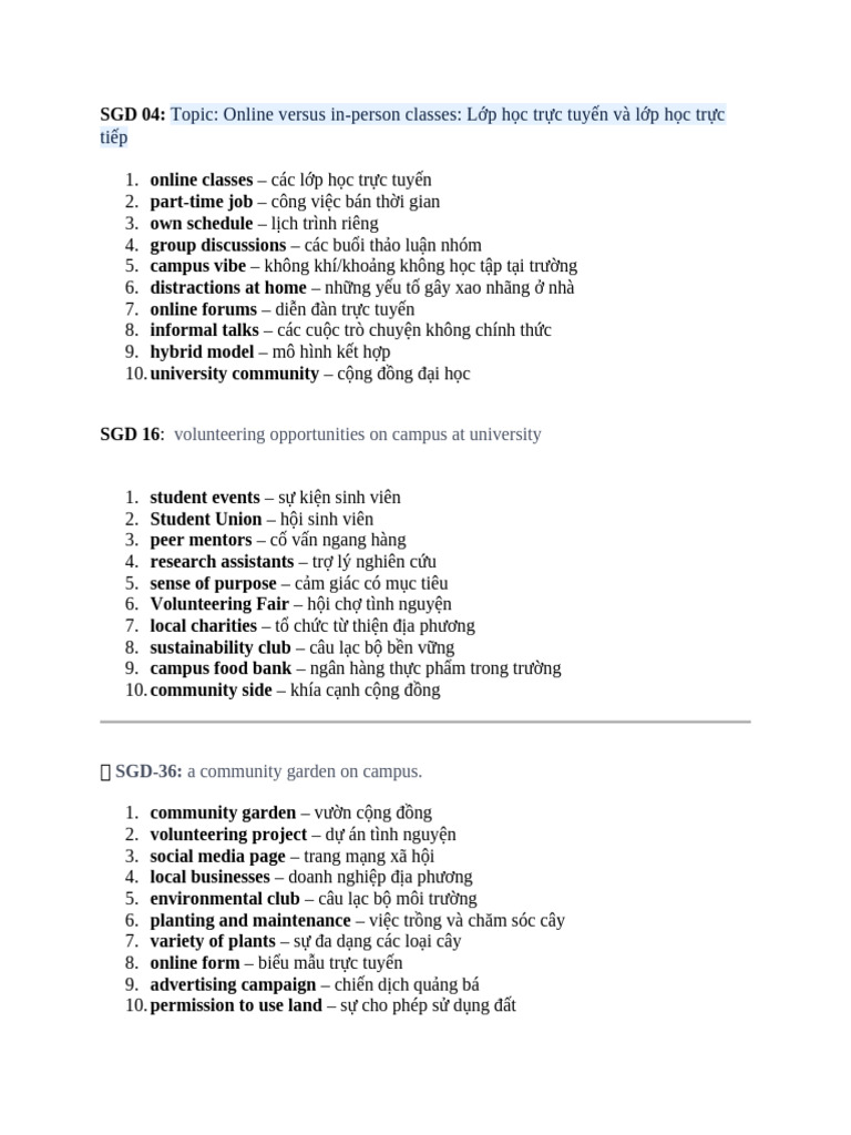 SGD Vocab | PDF