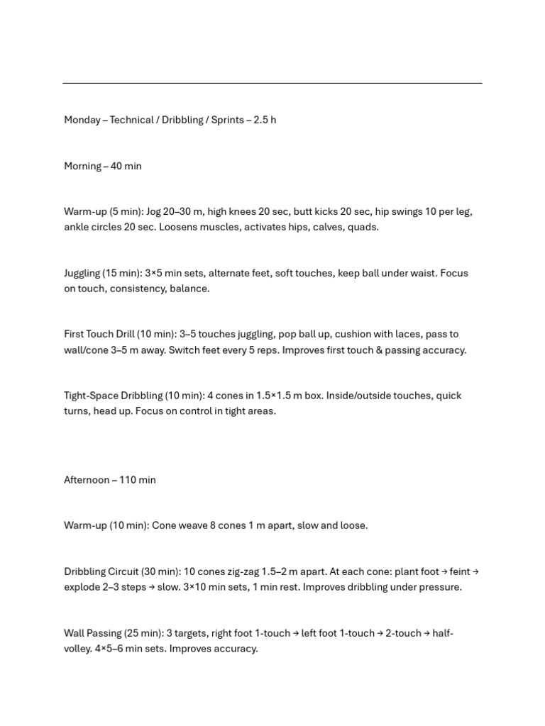 No Training or Game Week Plan | PDF