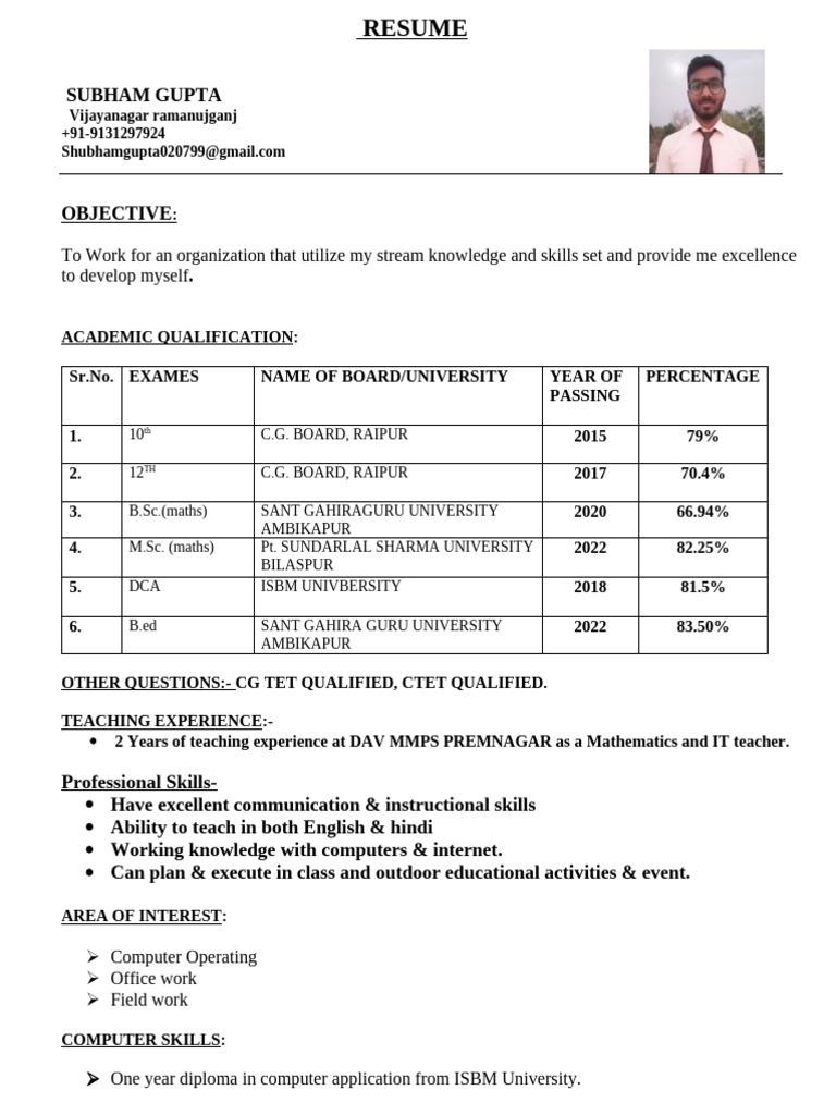 Subham Resume 023059 | PDF