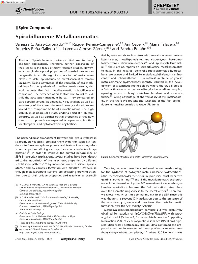 Chemistry A European J - 2019 - Arias Coronado - Spirobifluorene ...