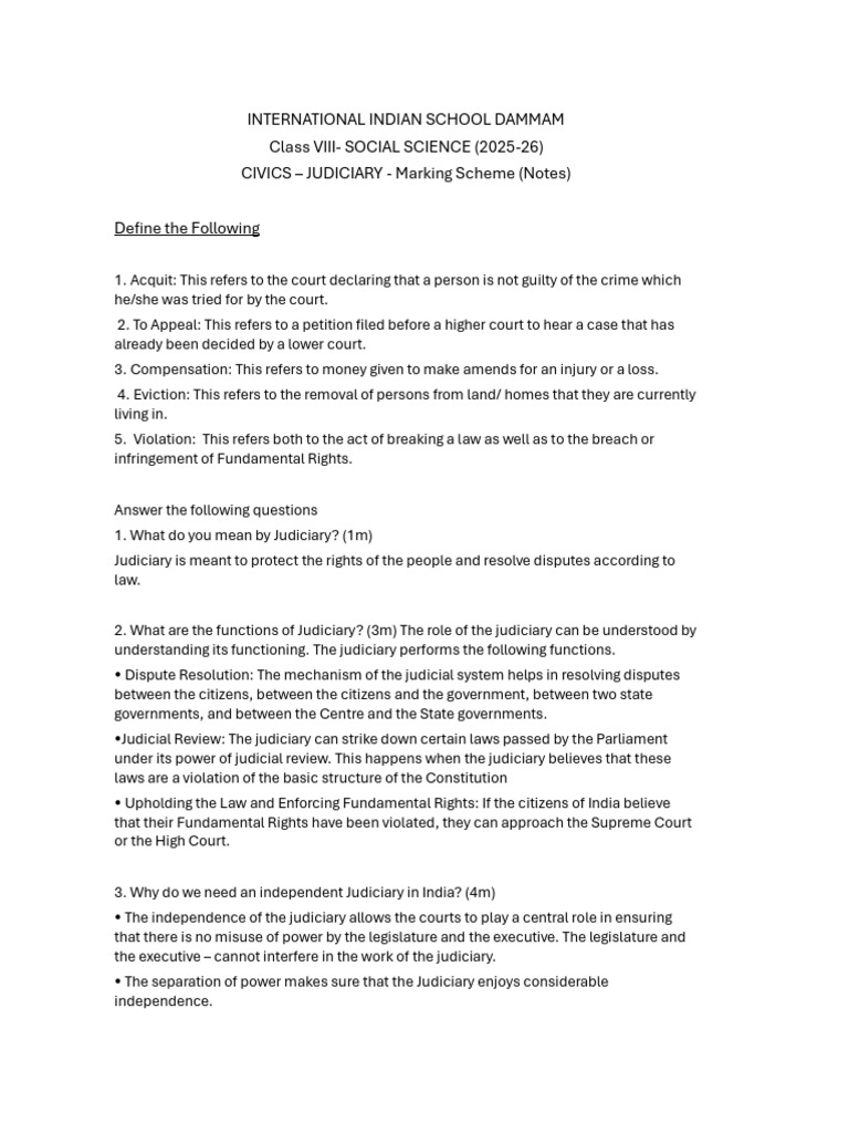 Judiciary Notes (2025-2026) | PDF