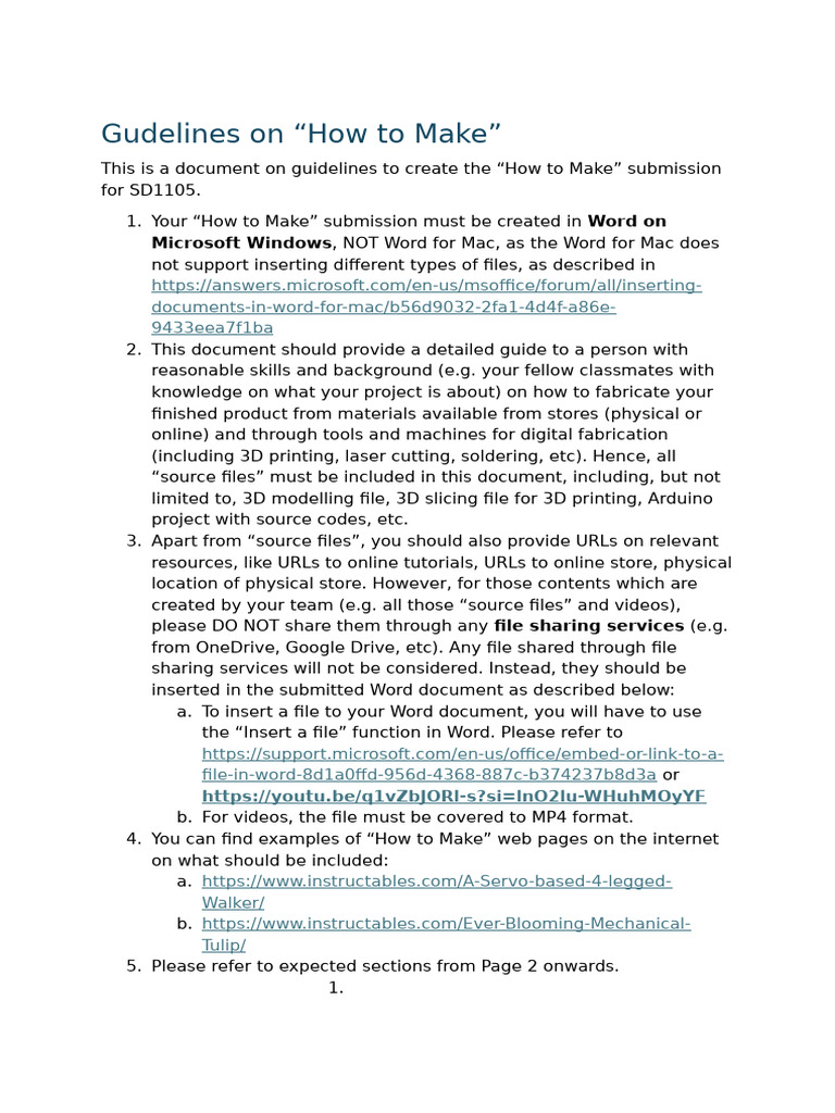 Guidelines On How To Make | PDF | Microsoft Word | 3 D Printing