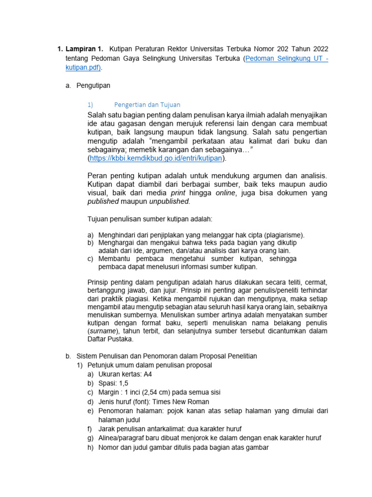 Pedoman Penulisan Proposal Universitas Terbuka | PDF