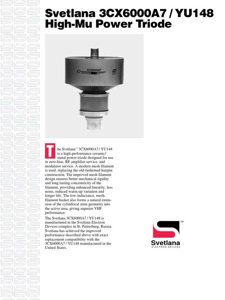 3CX6000A7 | PDF | Amplifier | Vacuum Tube