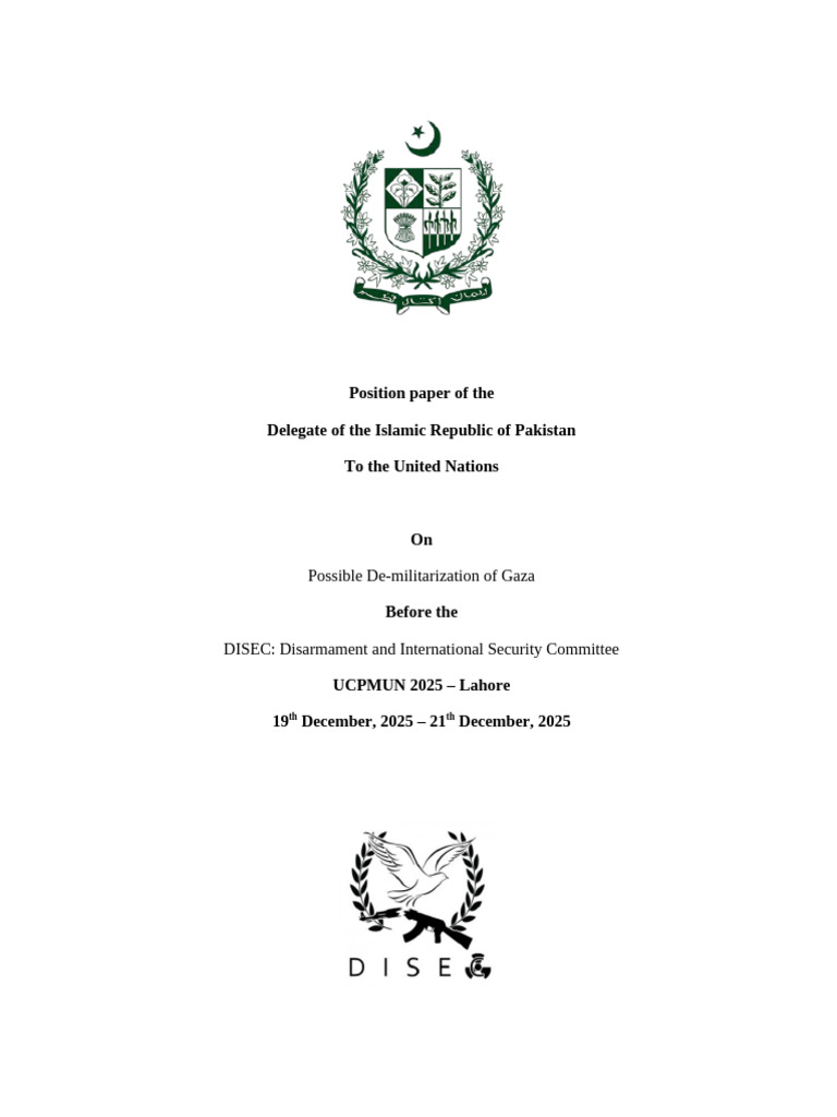 Position Paper Mexico DISEC | PDF | Gaza Strip | Israeli Occupied ...