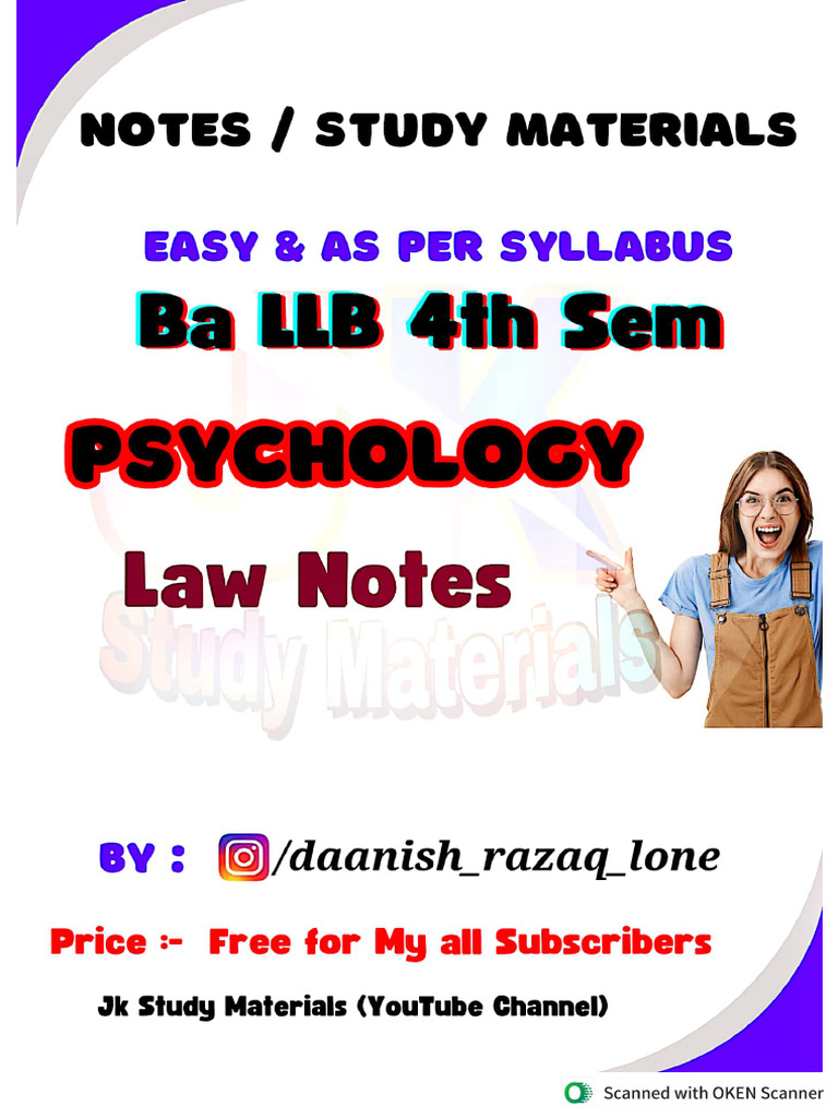 4th Sem Ballb (Psychology Notes) | PDF