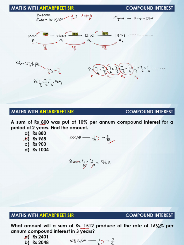 Compound Interest Problems and Solutions | PDF | Compound Interest ...
