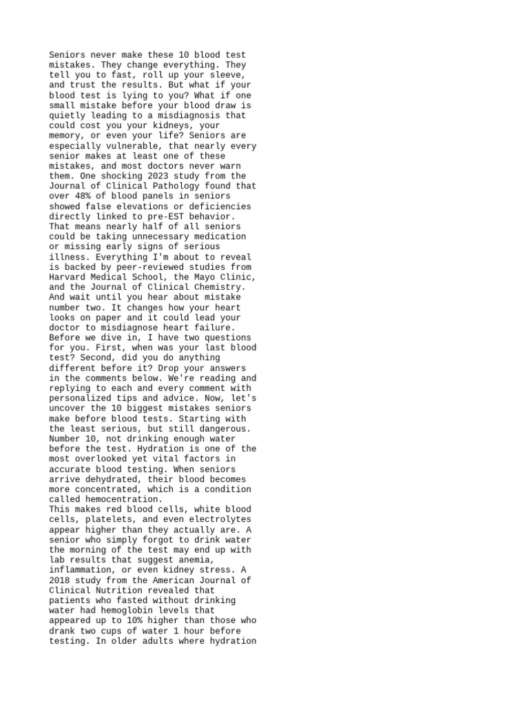 (English (Auto-Generated) ) 10 MISTAKES Seniors Make Before Blood Tests ...