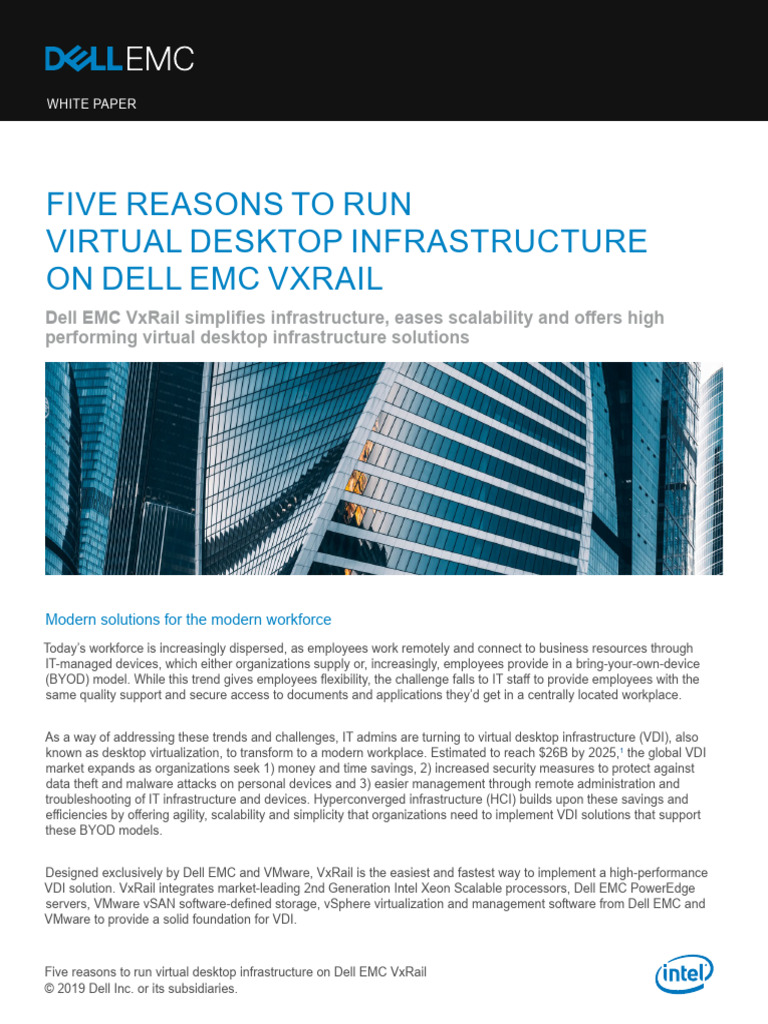 Benefits of VDI on Dell EMC VxRail | PDF | Desktop Virtualization | V Mware