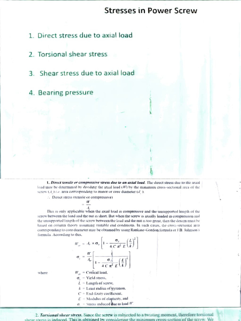 Power Screw Stress Analysis Techniques | PDF | Machines | Metalworking