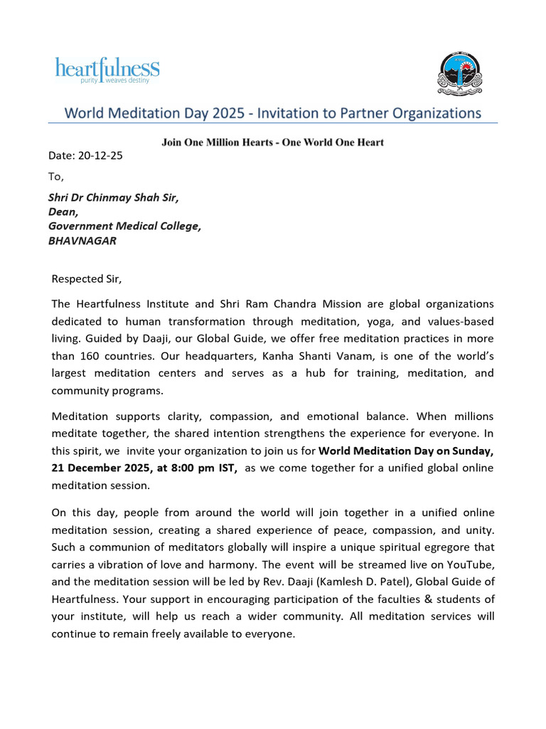 GMC Bhavnagar - WMD Invitation Letter As Partner Organizations | PDF ...